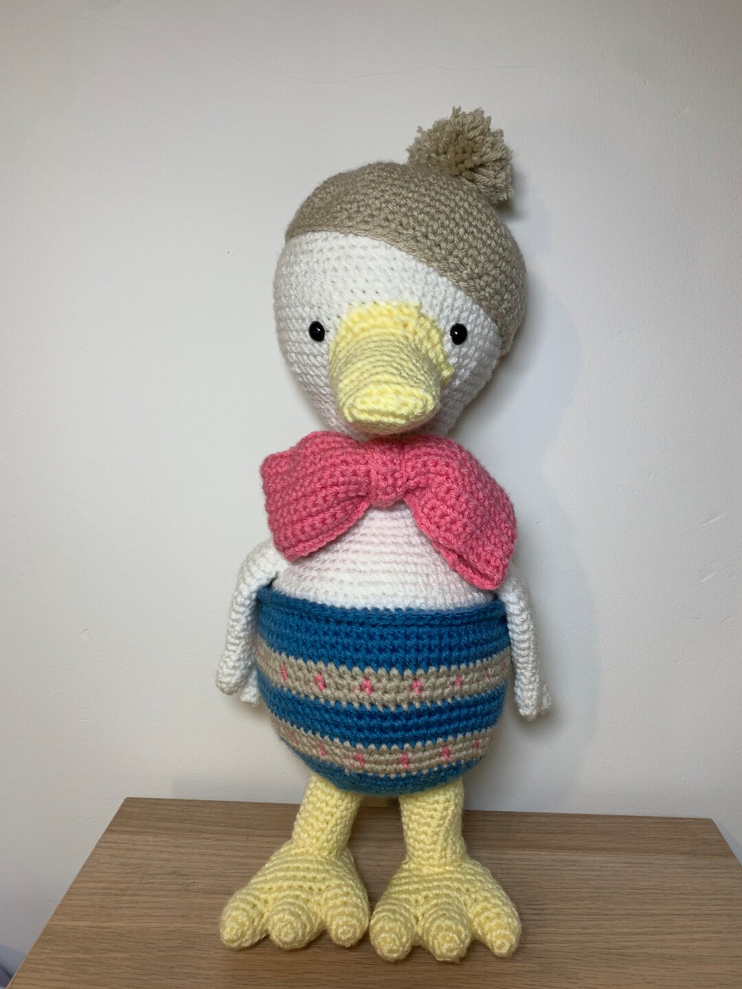 Fancy Goose Plush, Crochet Animal Toy With Clothes and French Beret Hat ...