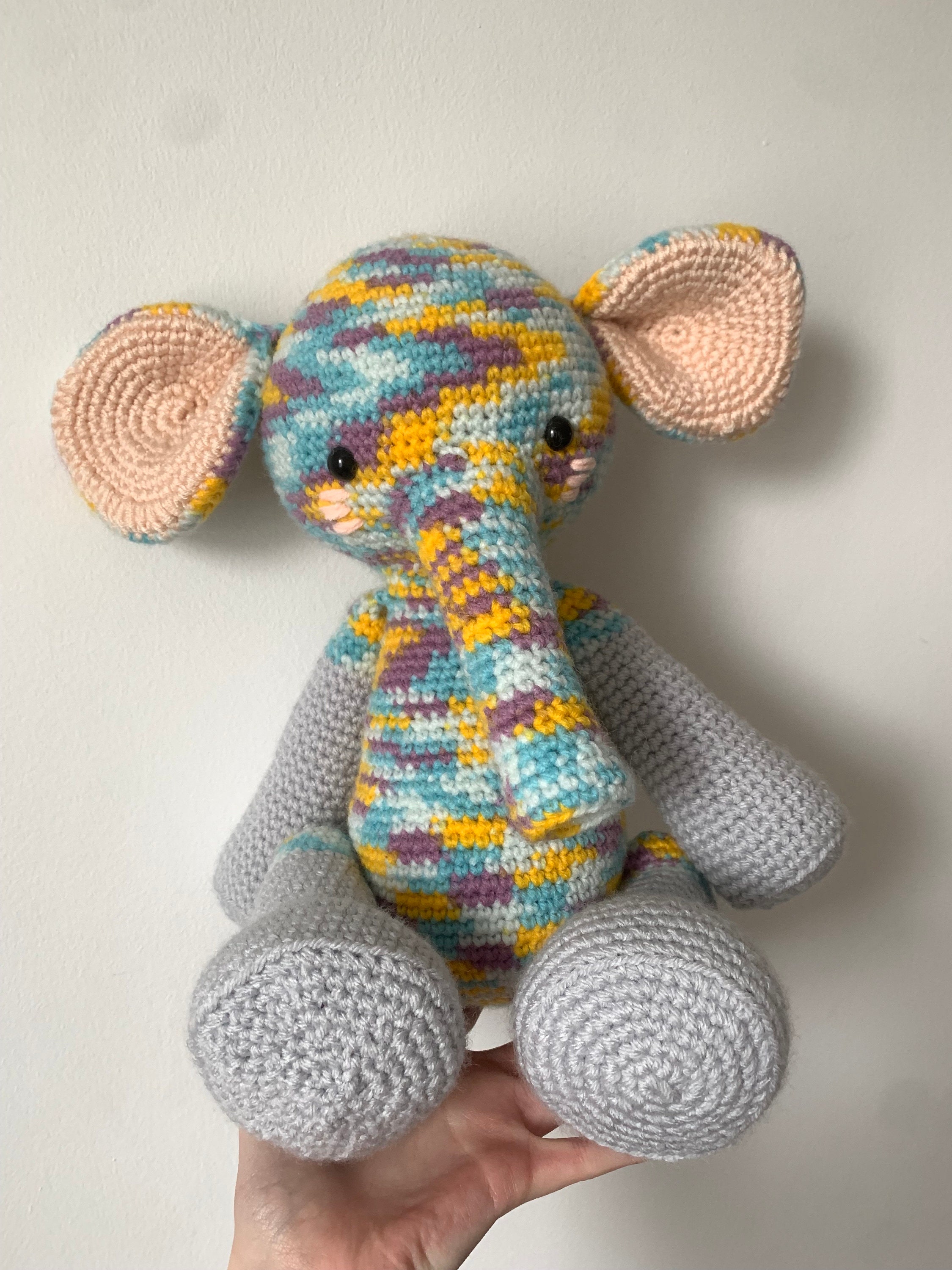 Giant Rainbow and Grey Elephant Plush / Cuddly Toy, Gift, Elmer Patch ...