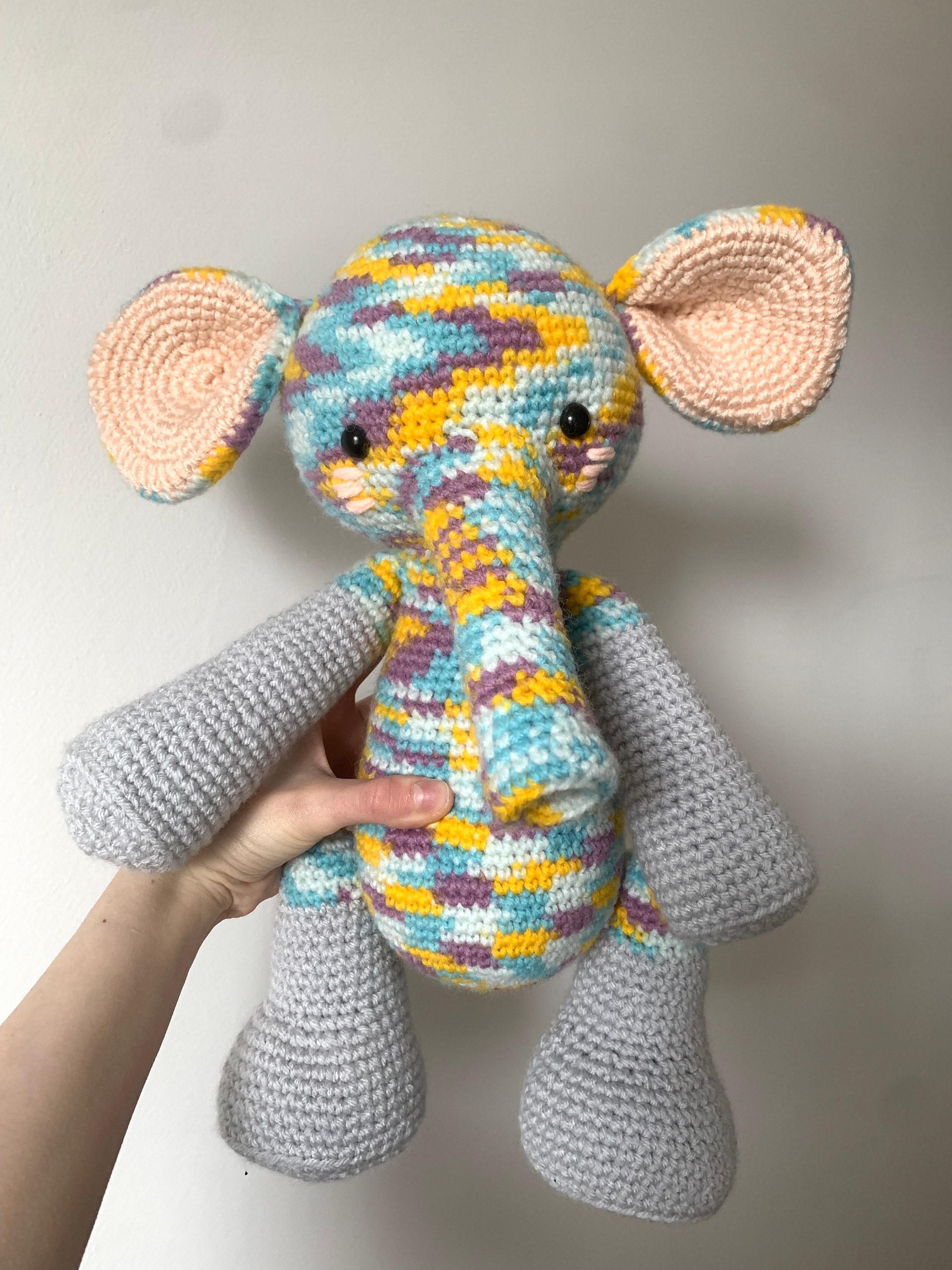 Giant Rainbow and Grey Elephant Plush / Cuddly Toy, Gift, Elmer Patch ...