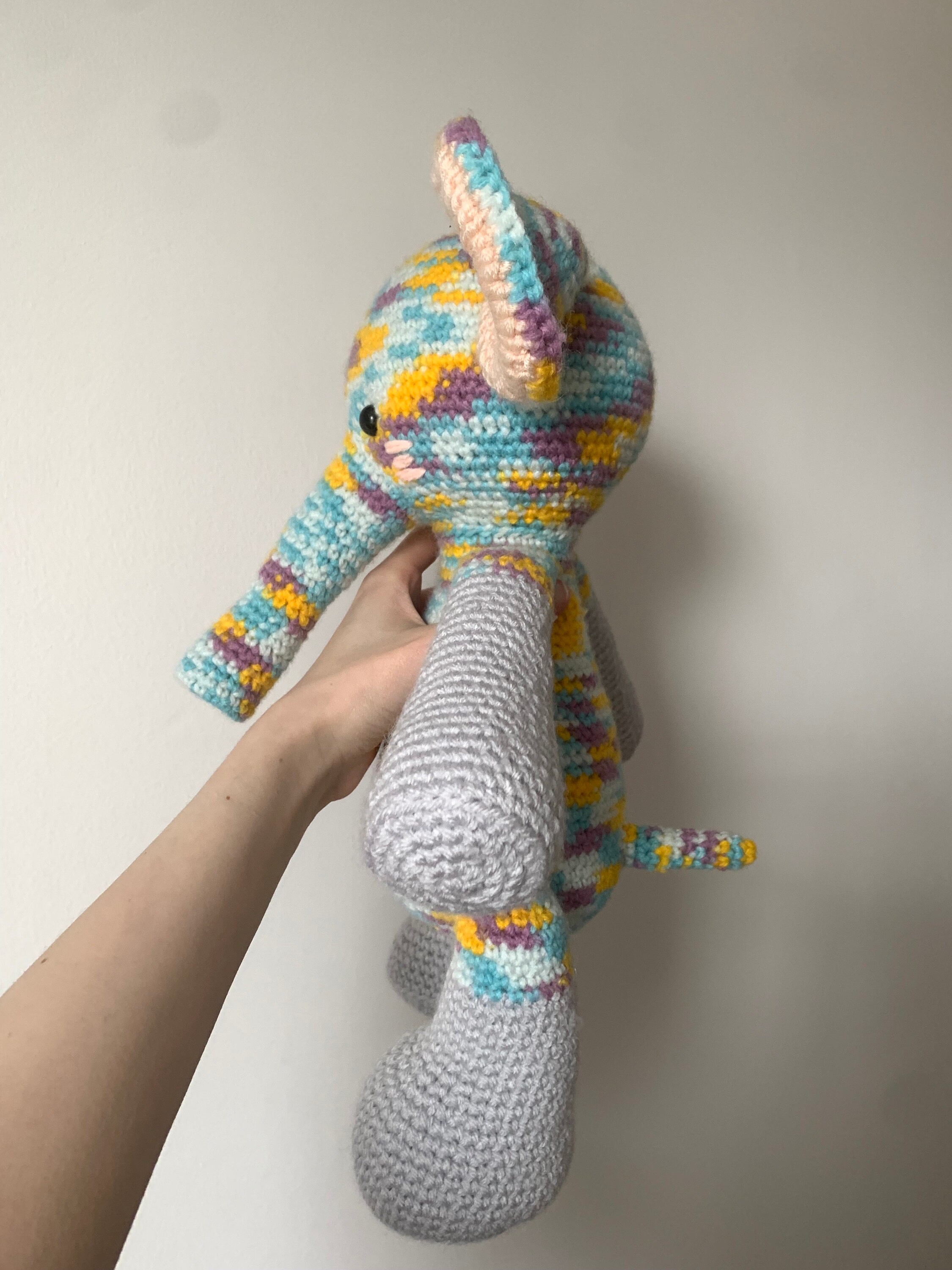 Giant Rainbow and Grey Elephant Plush / Cuddly Toy, Gift, Elmer Patch ...