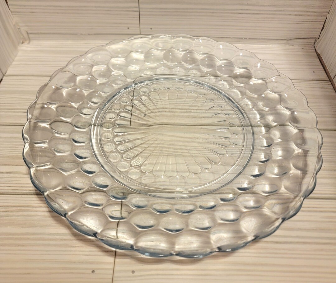 Blue Depression Glass Bubble Plate - Etsy
