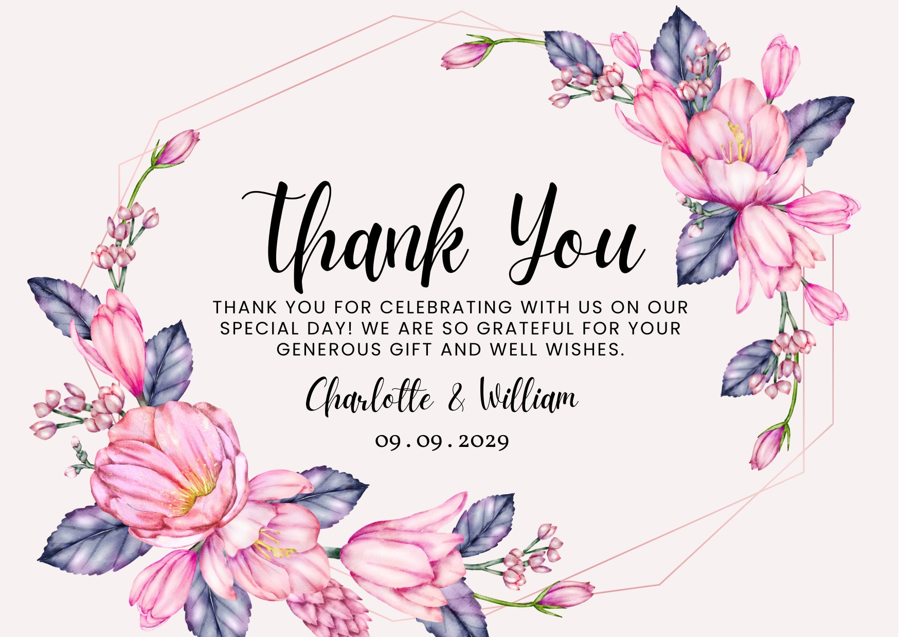 Editable Thank You Card, Thank You Card Template, Thank You Card Note ...