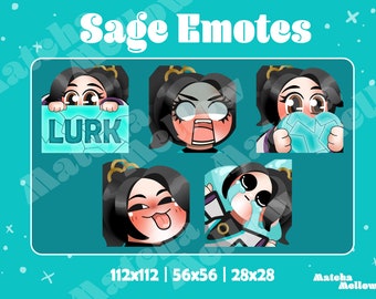 Sage Valorant Emote Set/ Twitch Emotes Pack / Emoji /discord /youtube ...