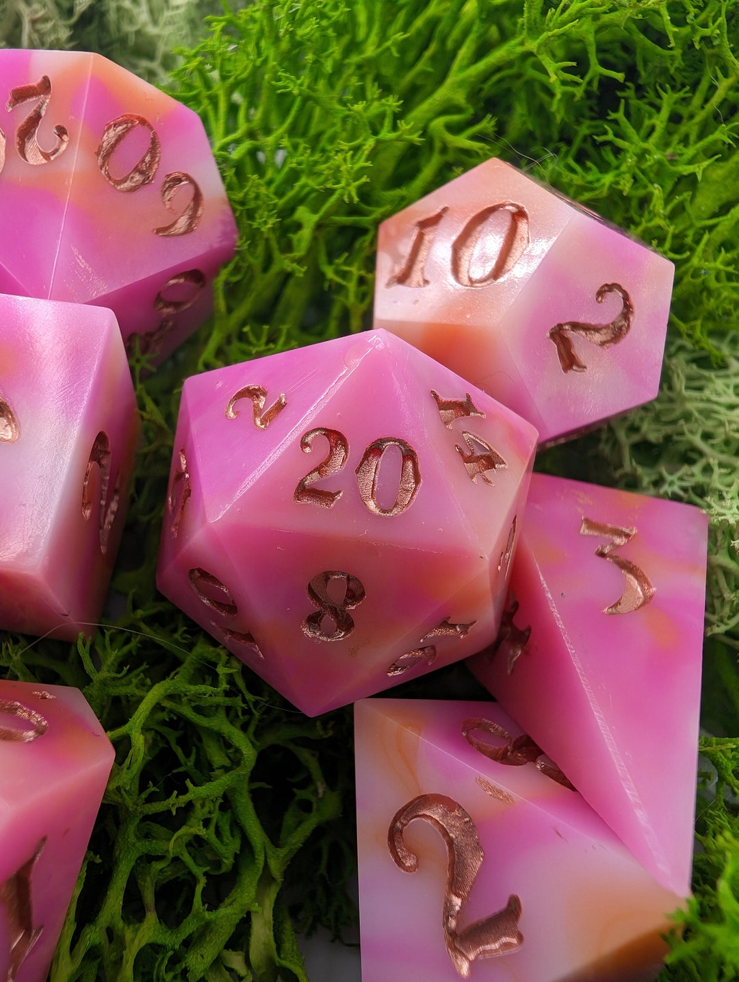 Strawberry Orange Dream 7 Piece Sharp Edge Resin Dice Set *clearance ...