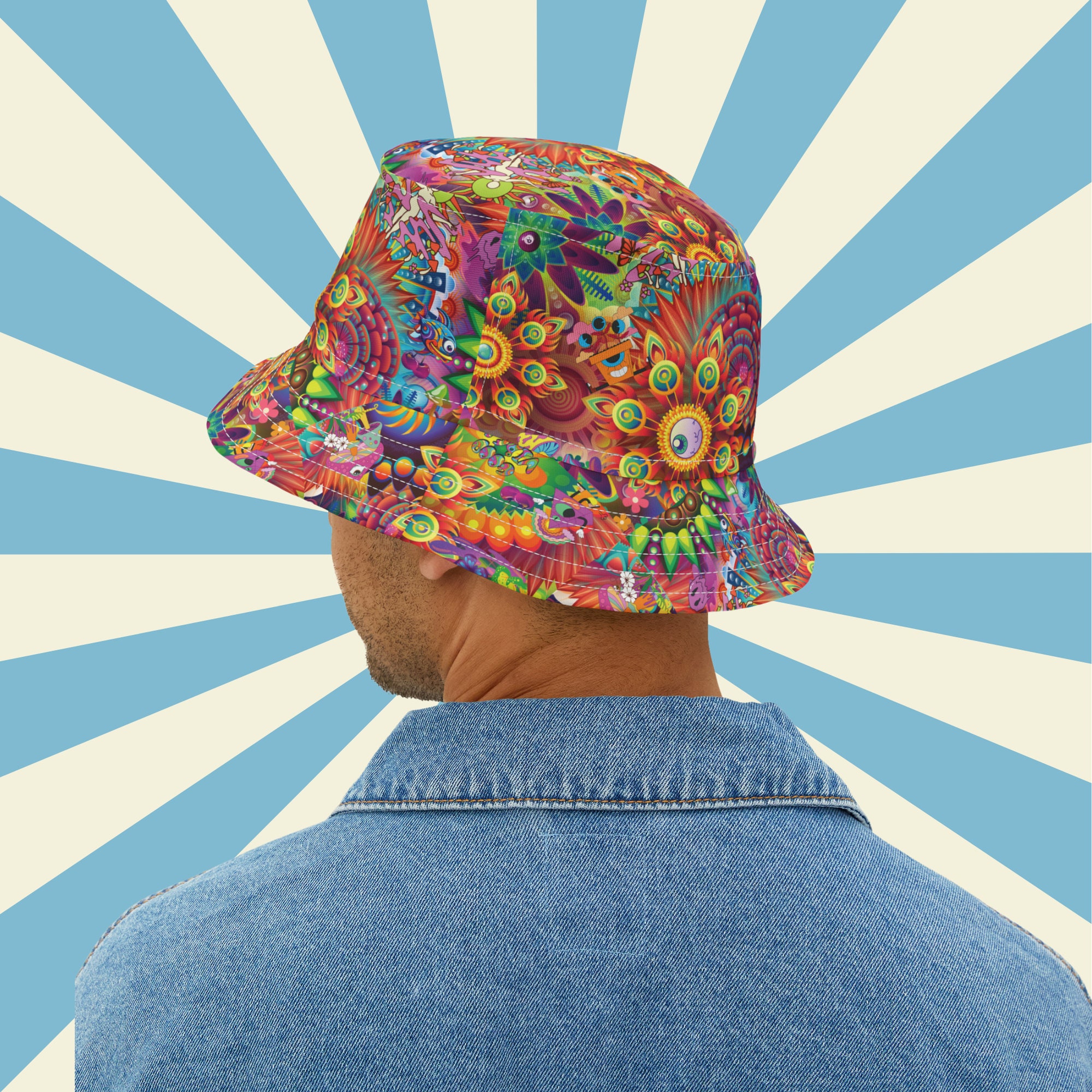 Psychedelic Rainbow Bucket Hat 70's Vibes, Groovy Style, and Sun-smart ...
