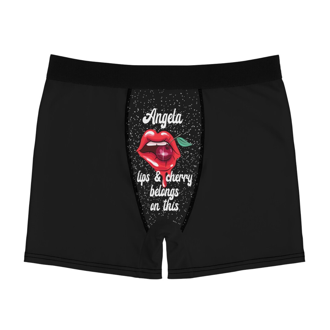 Personalized Caution Lips and Cherry Men's Boxer Briefs Custom ...