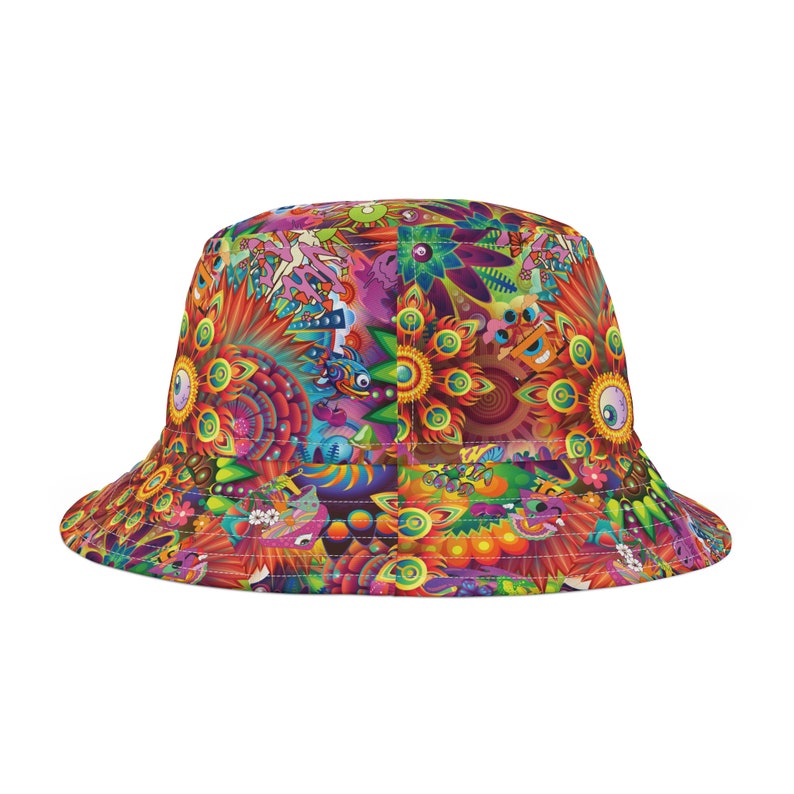 Psychedelic Rainbow Bucket Hat - 70's Vibes, Groovy Style, and Sun ...