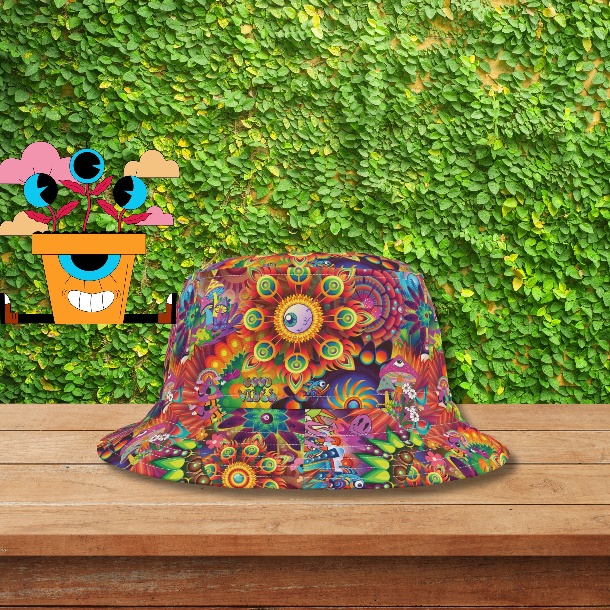 Psychedelic Rainbow Bucket Hat 70's Vibes, Groovy Style, and Sun-smart ...