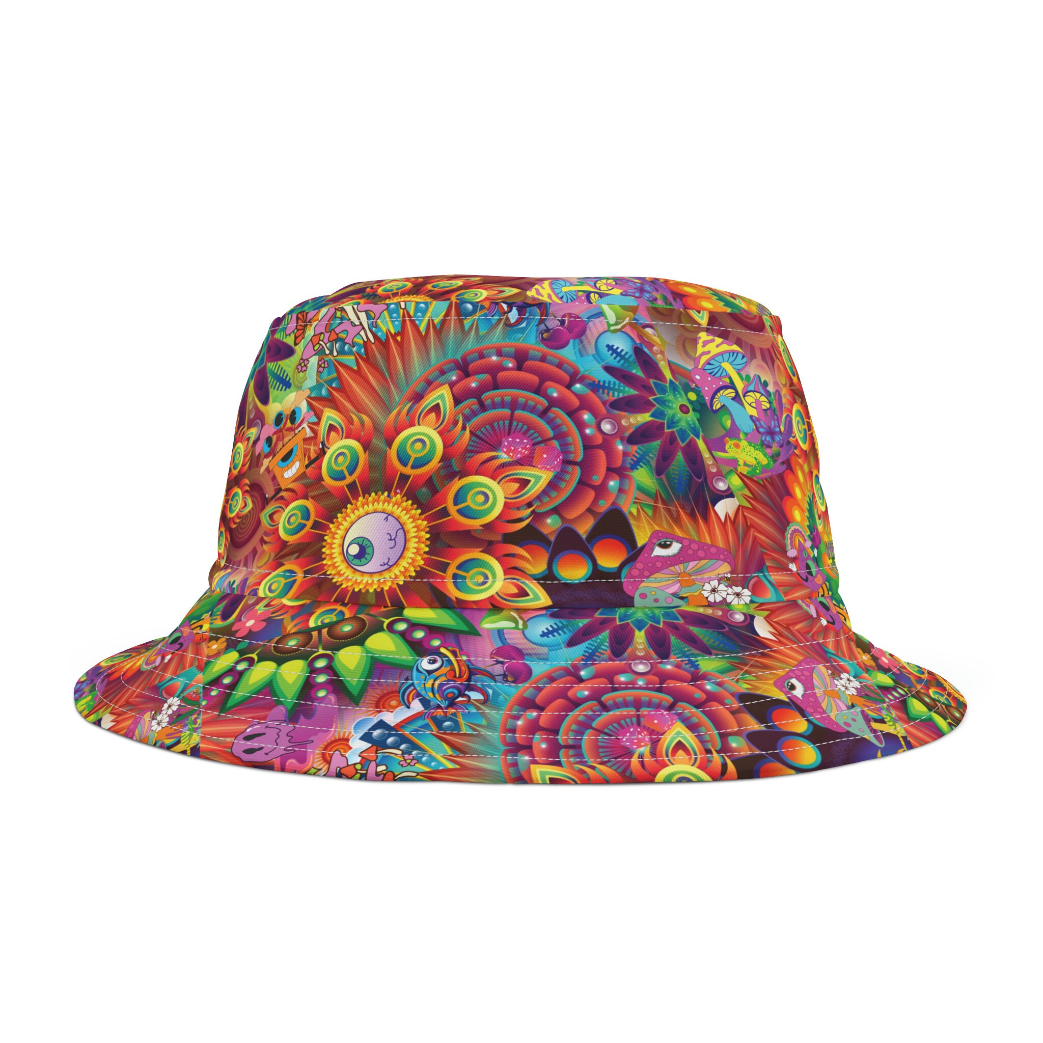 Psychedelic Rainbow Bucket Hat 70's Vibes, Groovy Style, and Sun-smart ...