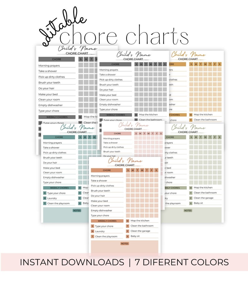 Chore Chart Chore Chart Printable Responsibility Chart Routine Chart ...