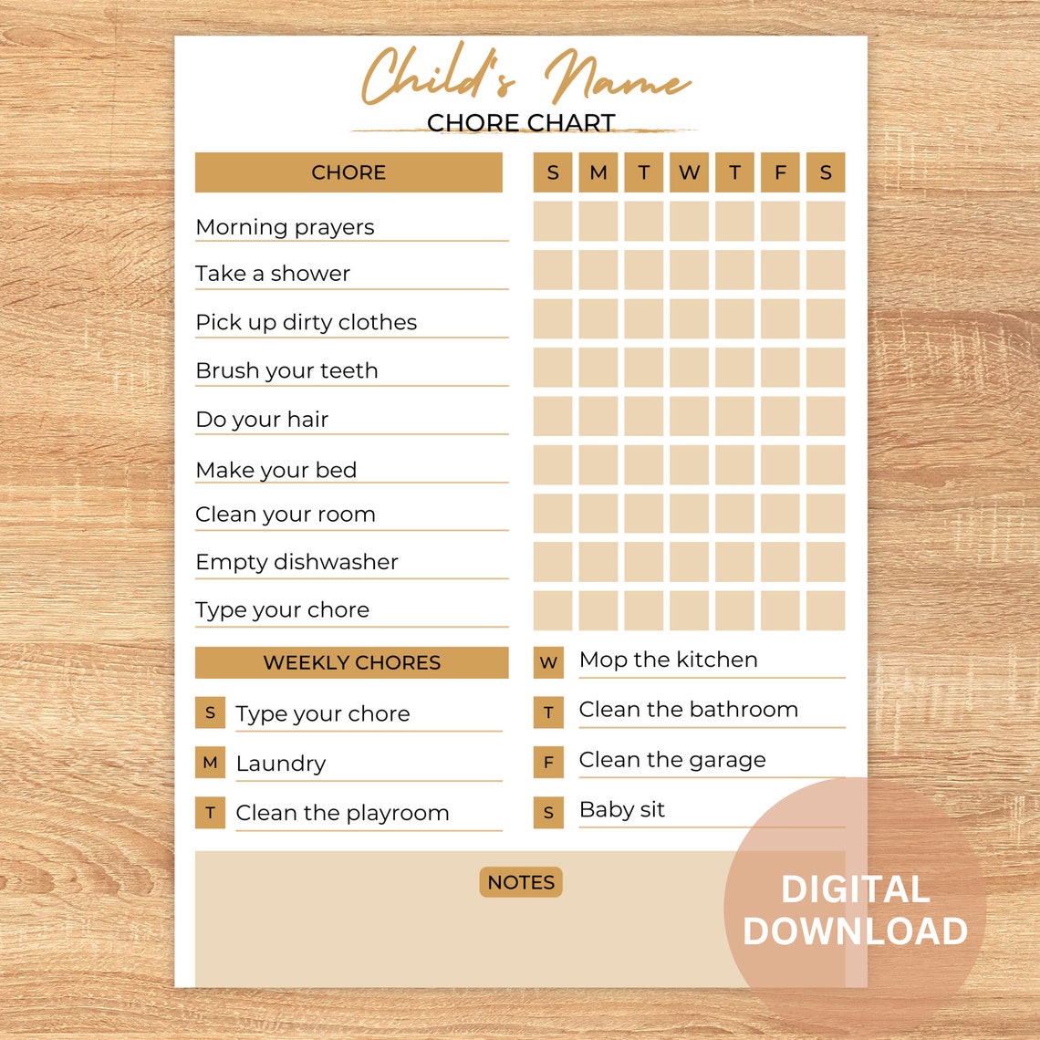 Chore Chart Chore Chart Printable Responsibility Chart Routine Chart ...