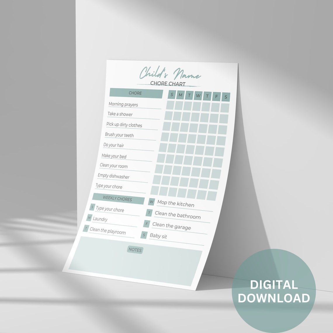 Chore Chart Chore Chart Printable Responsibility Chart Routine Chart ...