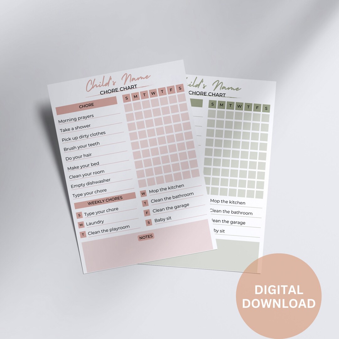 Chore Chart | Chore Chart Printable | Responsibility Chart | Routine ...