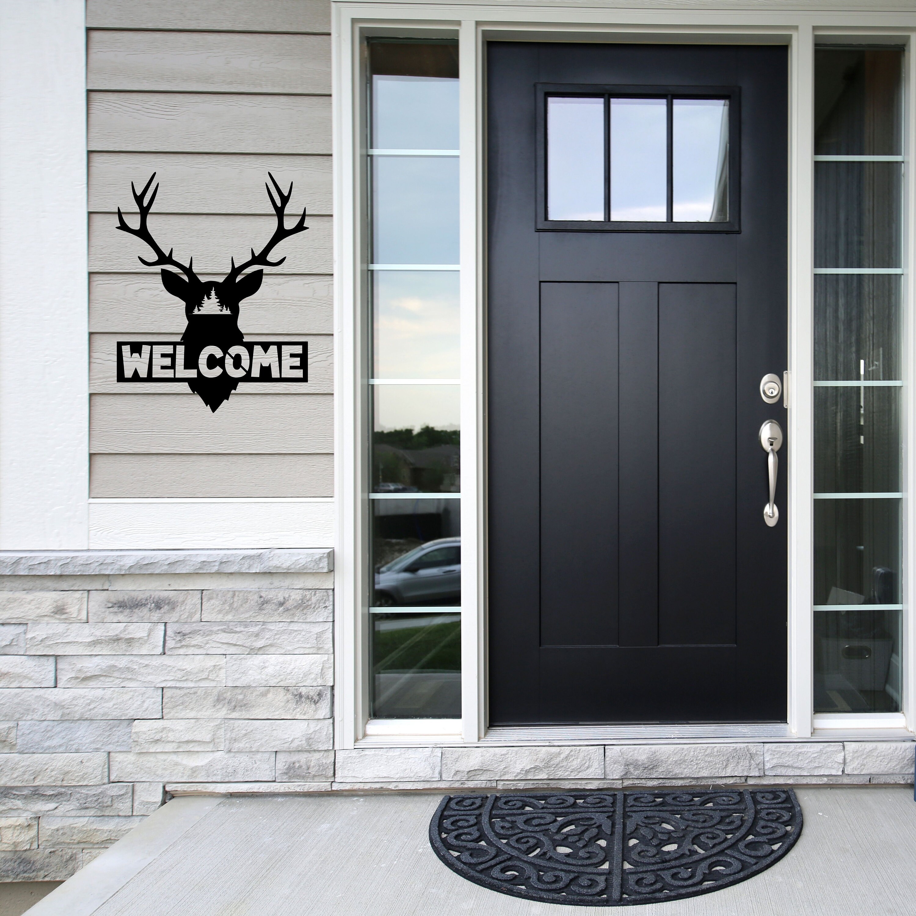 Deer Welcome Sign, Deer Front Porch Metal Sign, Animal Metal Art ...