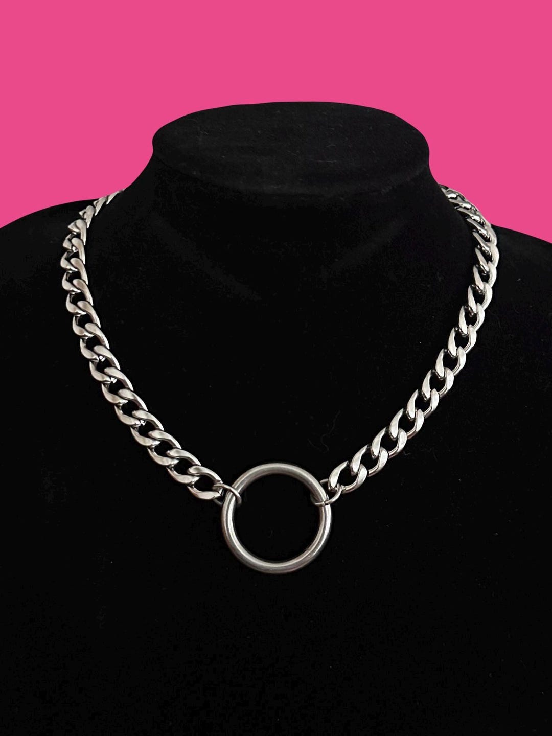 Stainless Steel O-ring Chain Choker– Handmade Adjustable Punk Necklace ...