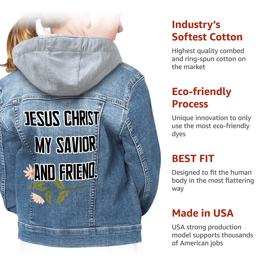 Jesus Christ My Savior and Friend Jeans Jacket, Blue Denim Religious ...