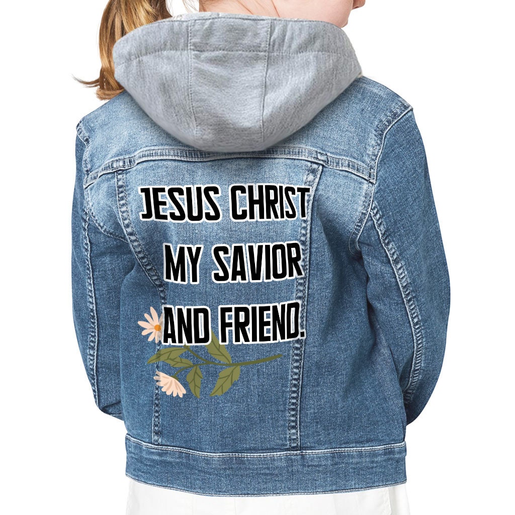Jesus Christ My Savior and Friend Jeans Jacket, Blue Denim Religious ...