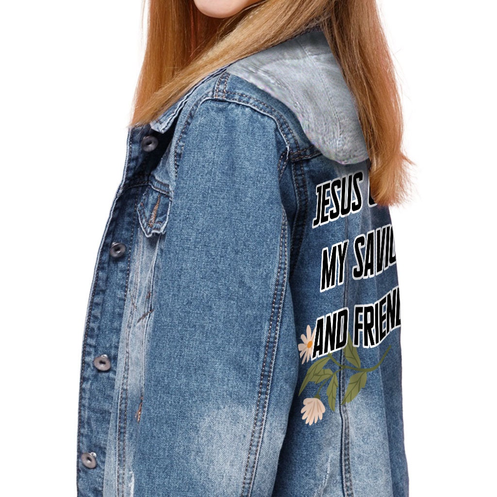 Jesus Christ My Savior and Friend Jeans Jacket, Blue Denim Religious ...