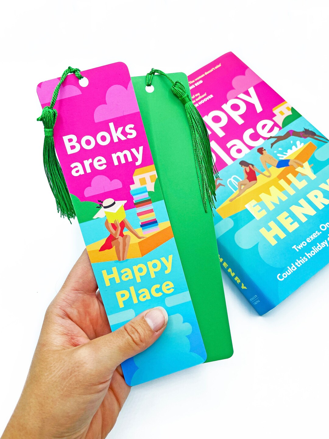 Books Are My Happy Place Bookmark | Book Lover Bookmark | Emily Henry ...