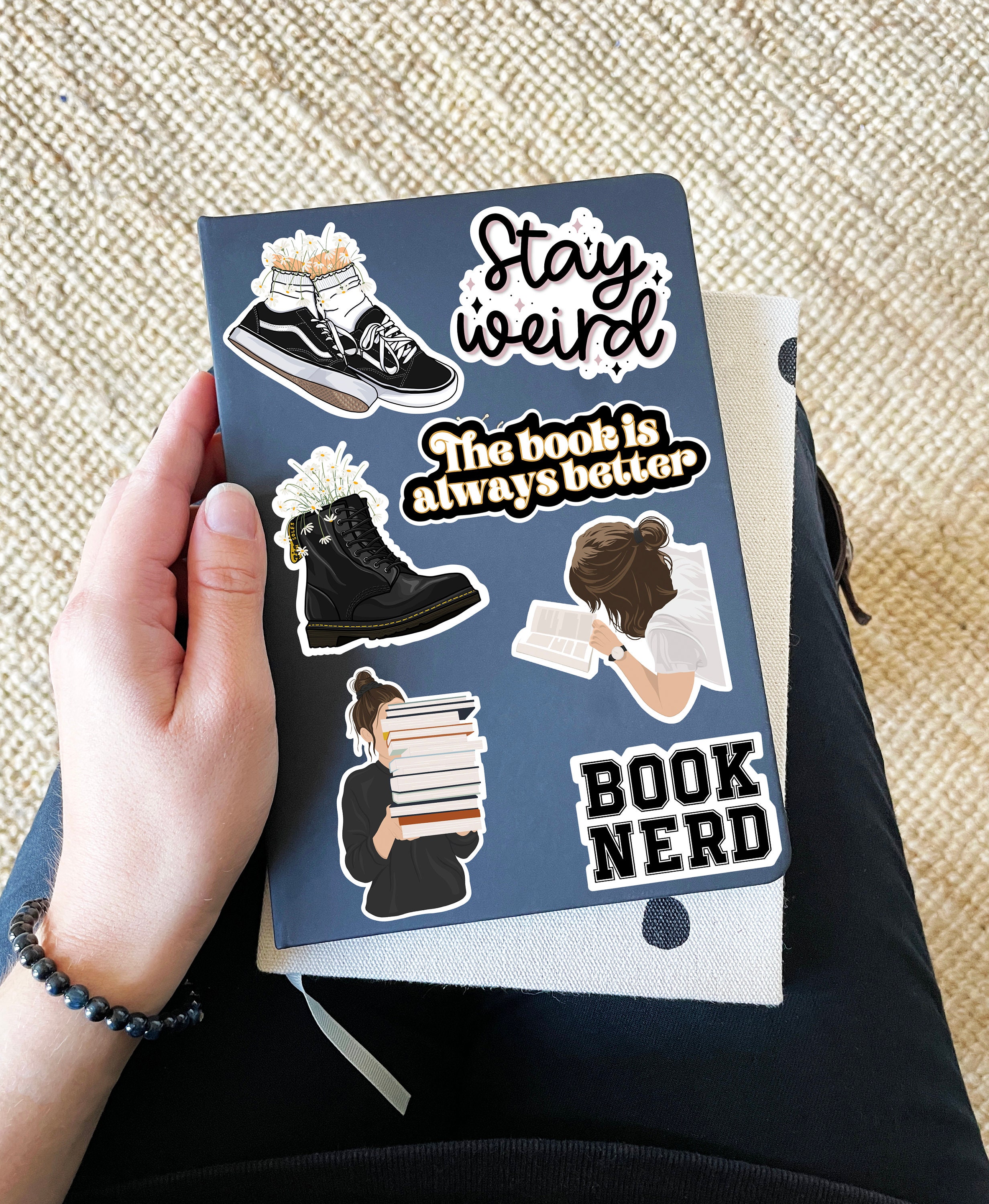 Girl With Stack of Books Sticker Book Lover Sticker Gift - Etsy UK