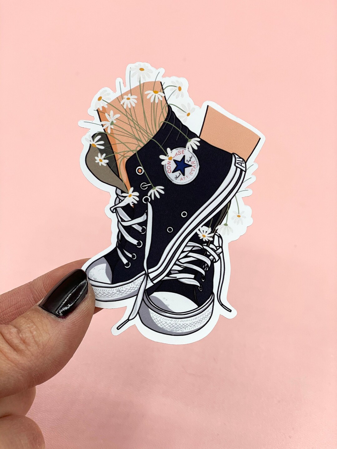 Black Daisy Trainer Sticker | Black Sneaker Sticker | Daisy Sticker ...
