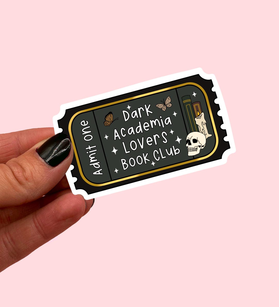 Dark Academia Book Club Ticket Sticker | Book Club Sticker | Book Lover ...