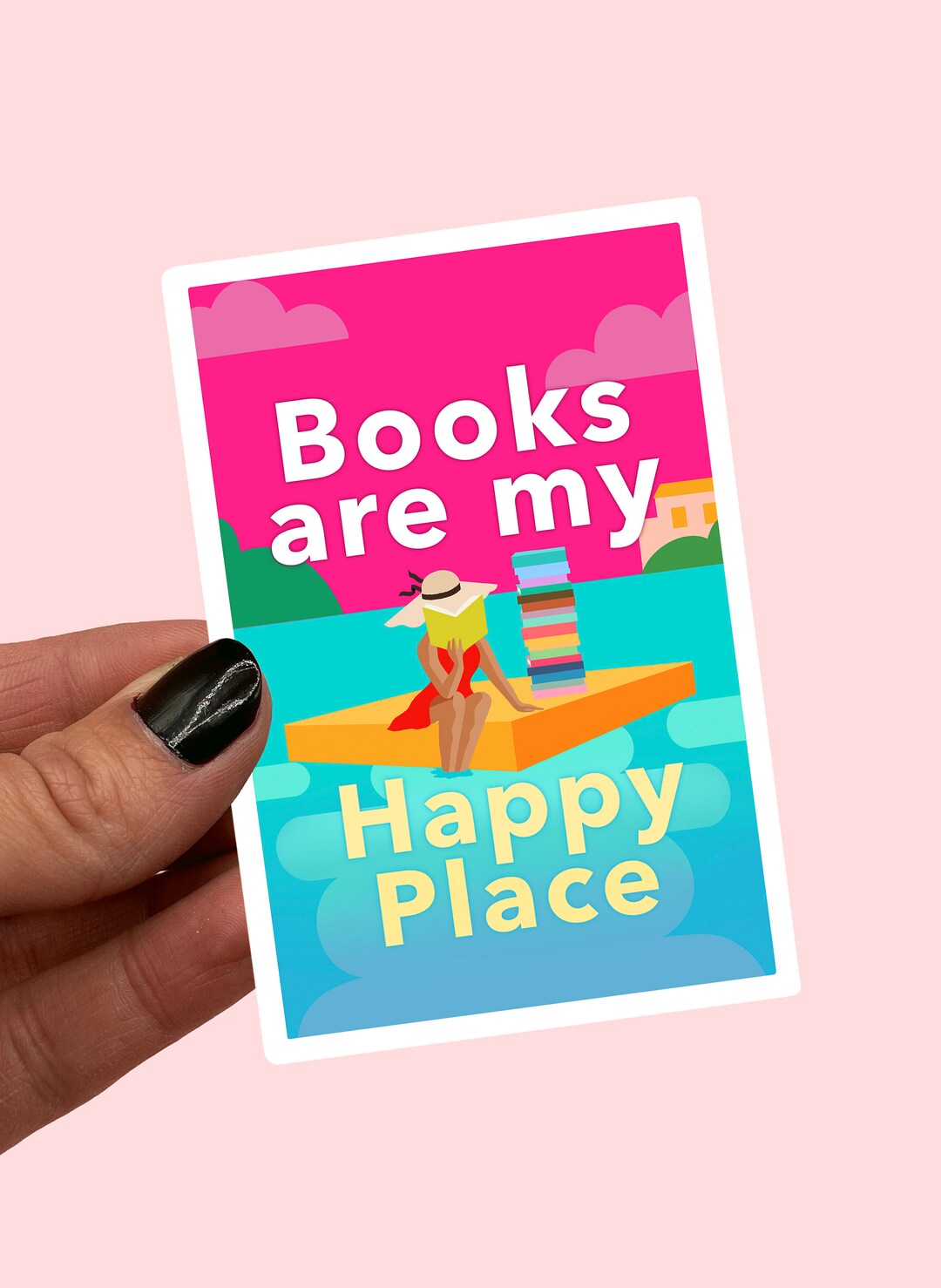 Books Are My Happy Place Sticker | Happy Place Book Sticker | Booklover ...