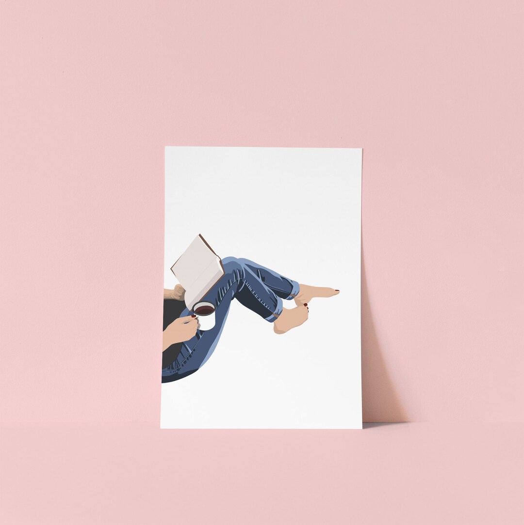 Woman Reading Book Art Print | Girl Reading Book Wall Art | Minimalist ...