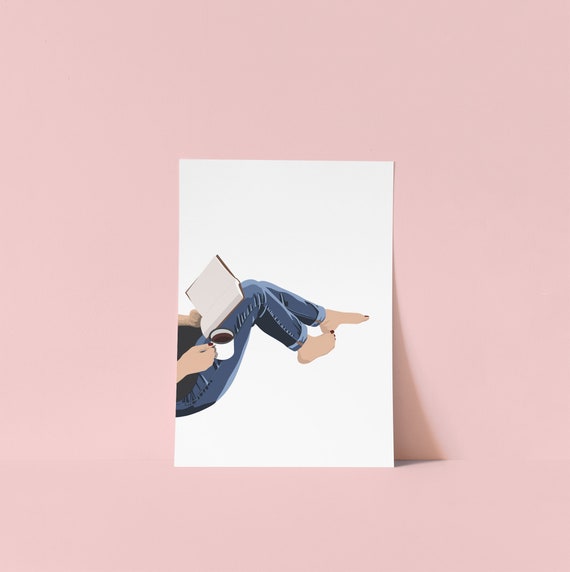 Woman Reading Book Art Print Girl Reading Book Wall Art - Etsy