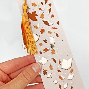 Autumn Leaves Bookmark | Gold Foil Bookmark | Autumn Page Marker | Book ...