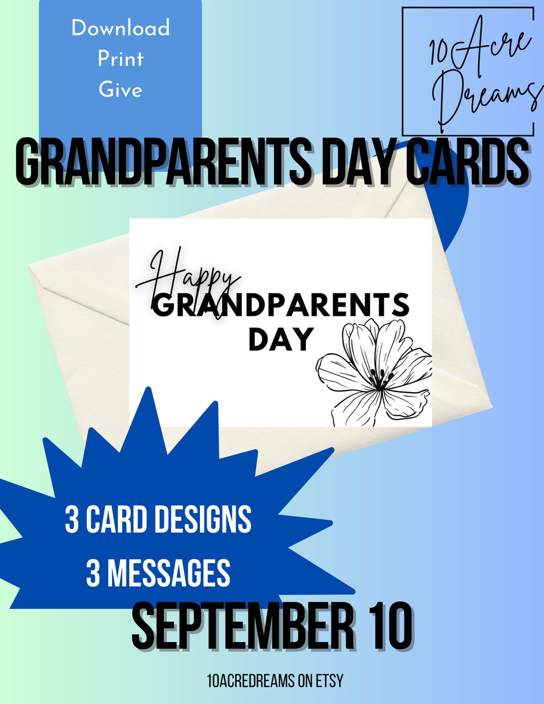 Grandparents Day Greeting Cards - Digital Download - Instant Download ...