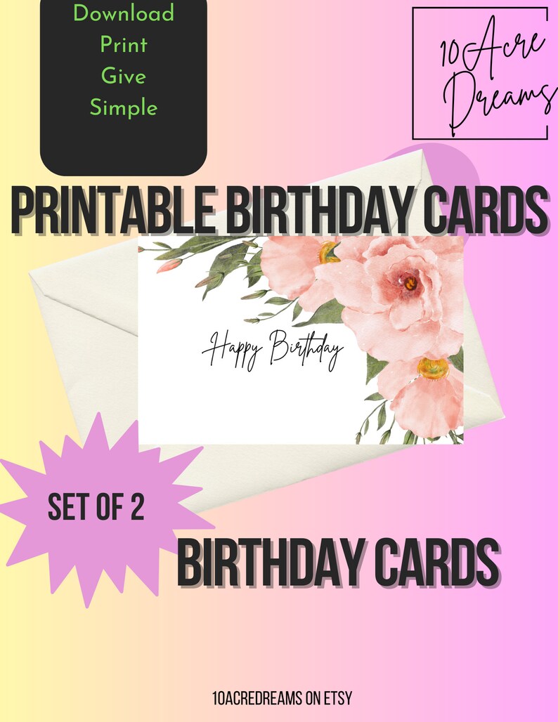 Printable Birthday Card - Instant Download Birthday Card - Simple ...