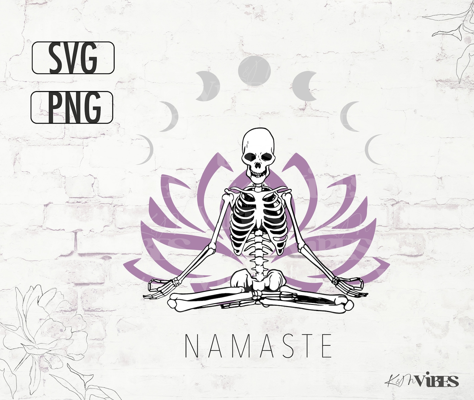 Namaste Skeleton SVG PNG/ Yoga Skeleton SVG / Halloween Yoga/ Namaste ...