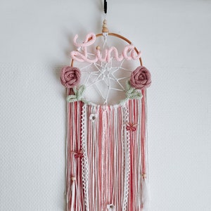 Dream Catcher in Knitted Fabric and Customizable Floral Macramé - Etsy