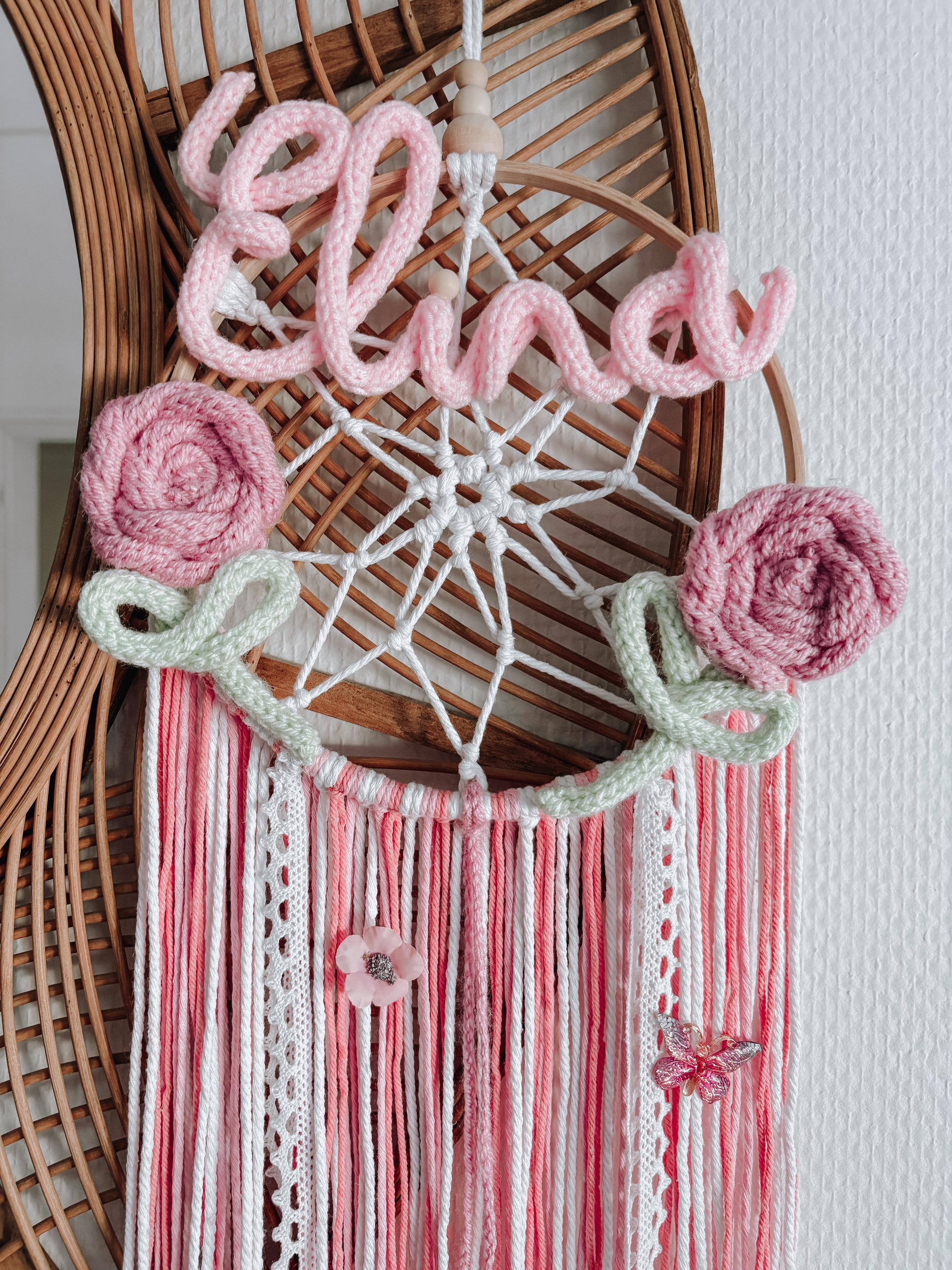 Dream Catcher in Knitted Fabric and Customizable Floral Macramé - Etsy