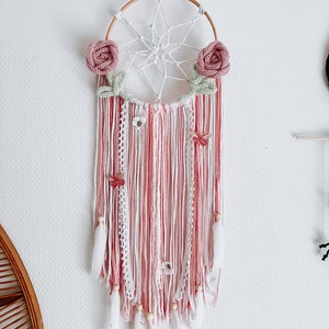 Dream Catcher in Knitted Fabric and Customizable Floral Macramé - Etsy
