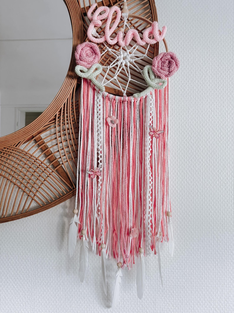 Dream Catcher in Knitted Fabric and Customizable Floral Macramé - Etsy