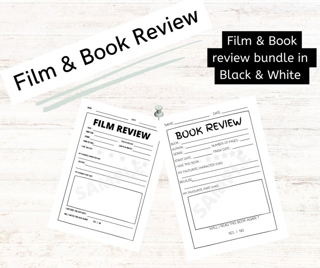 Film & Book Review Pages | PDF Printable, Black and White. (A4, A5 ...