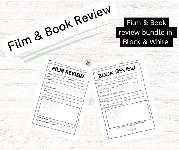 Film & Book Review Pages PDF Printable Black and White. - Etsy