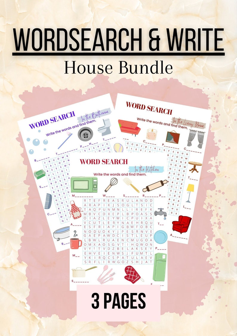 Children's Wordsearch Bundle: Around the House | Download & Print ...