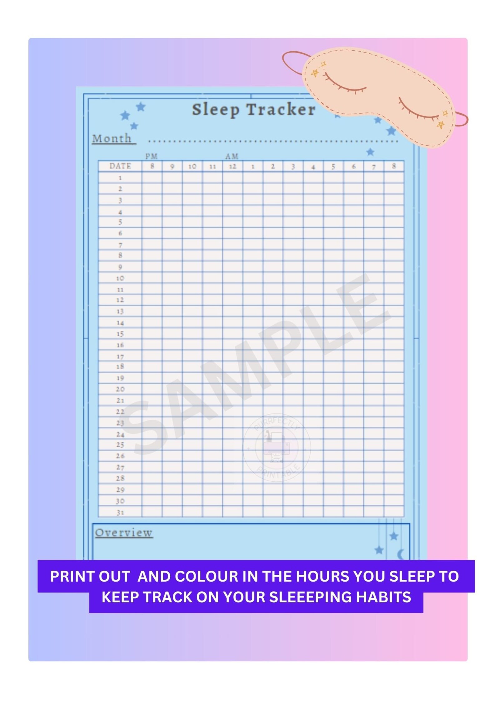 Sleep Tracker Chart | Printable Planner Page for Adults and Children - Etsy