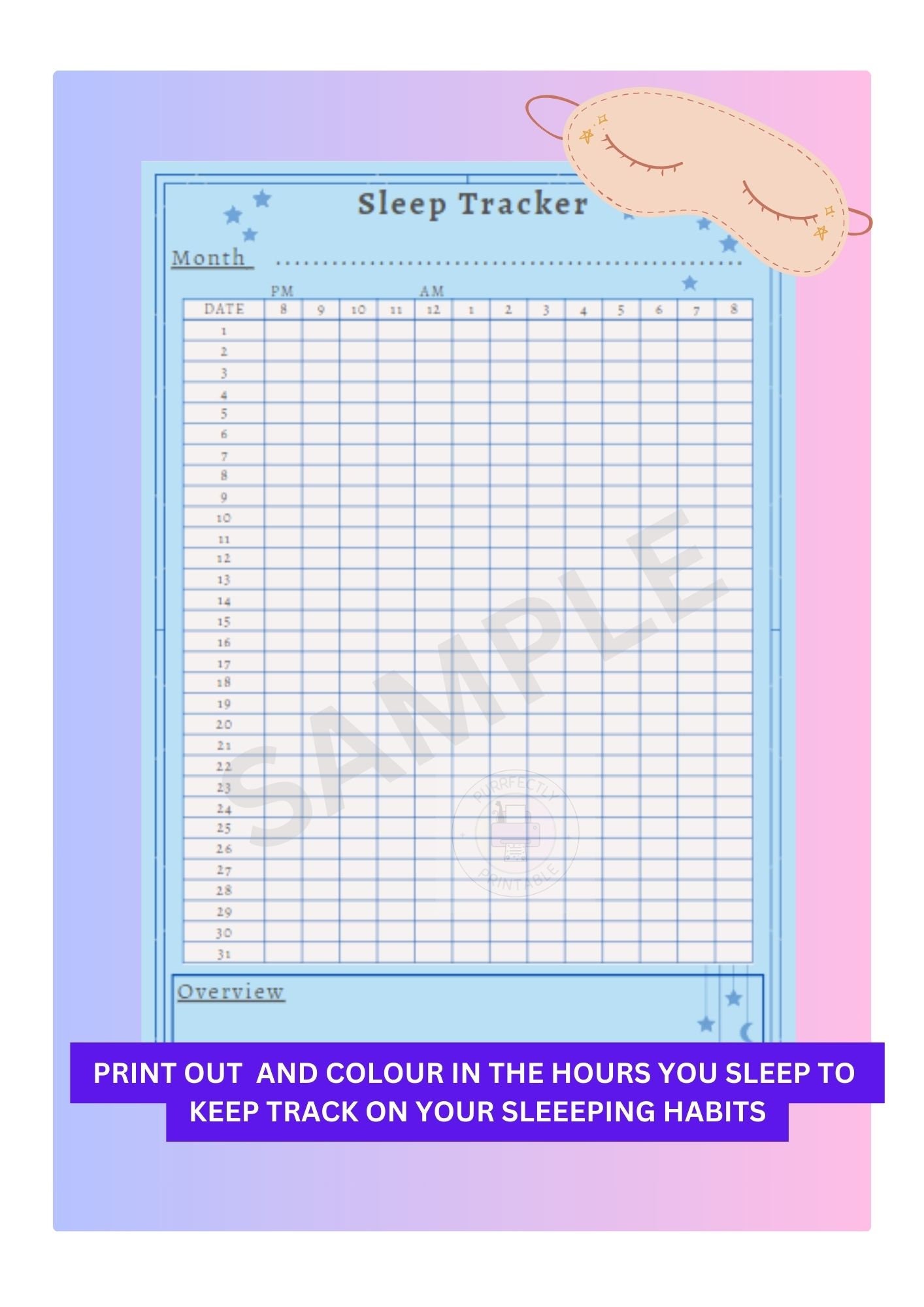 Sleep Tracker Chart | Printable Planner Page for Adults and Children - Etsy
