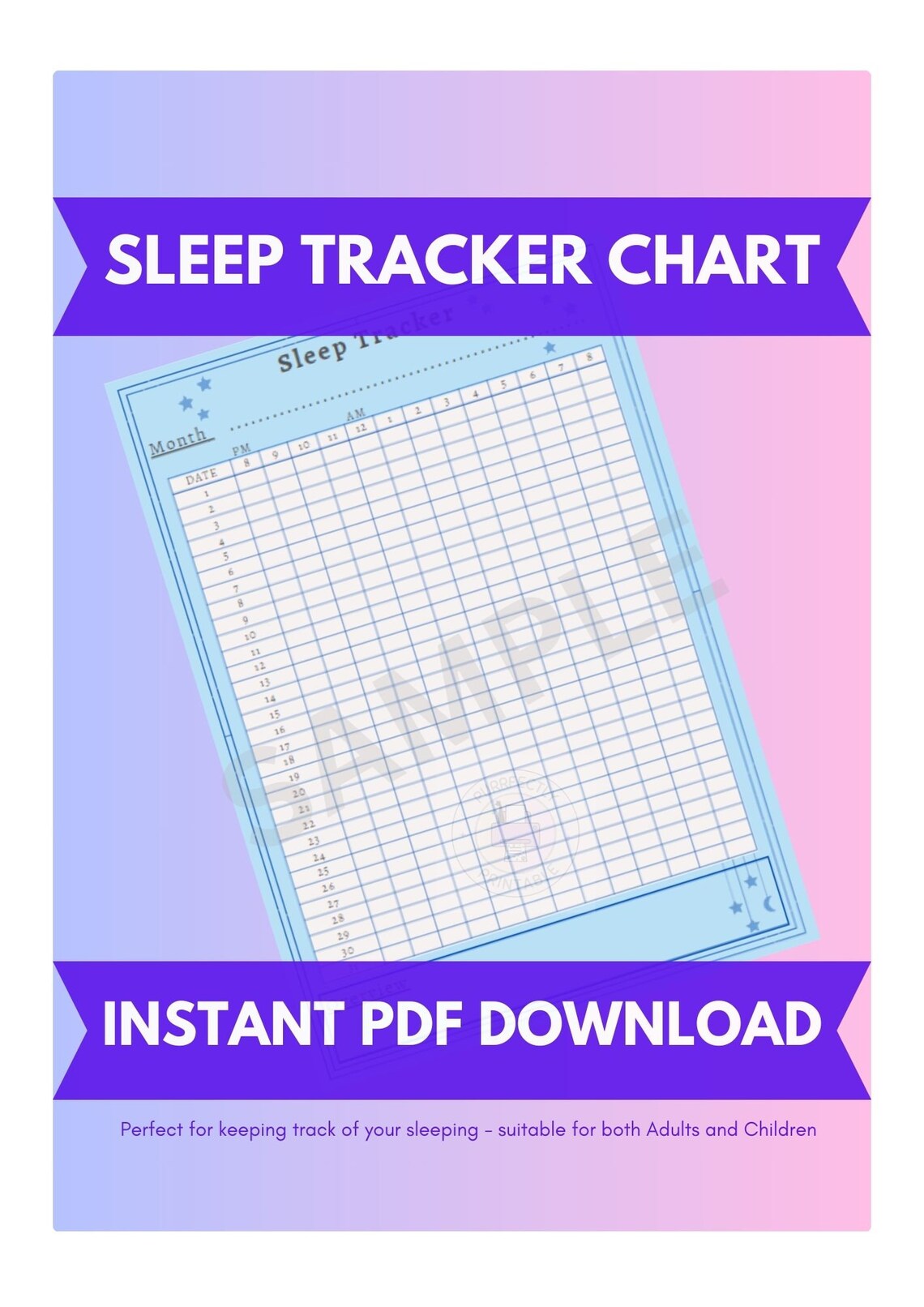 Sleep Tracker Chart | Printable Planner Page for Adults and Children - Etsy