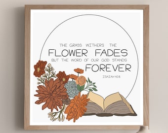 Isaiah 40:8 Bible Verse Print, Fall Decoration, Word of God Stands ...