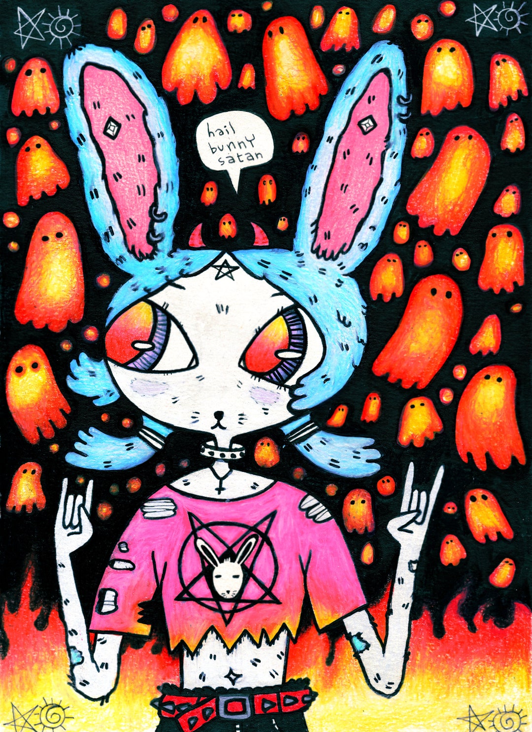 Hail Bunny Satan Original Artwork - Etsy