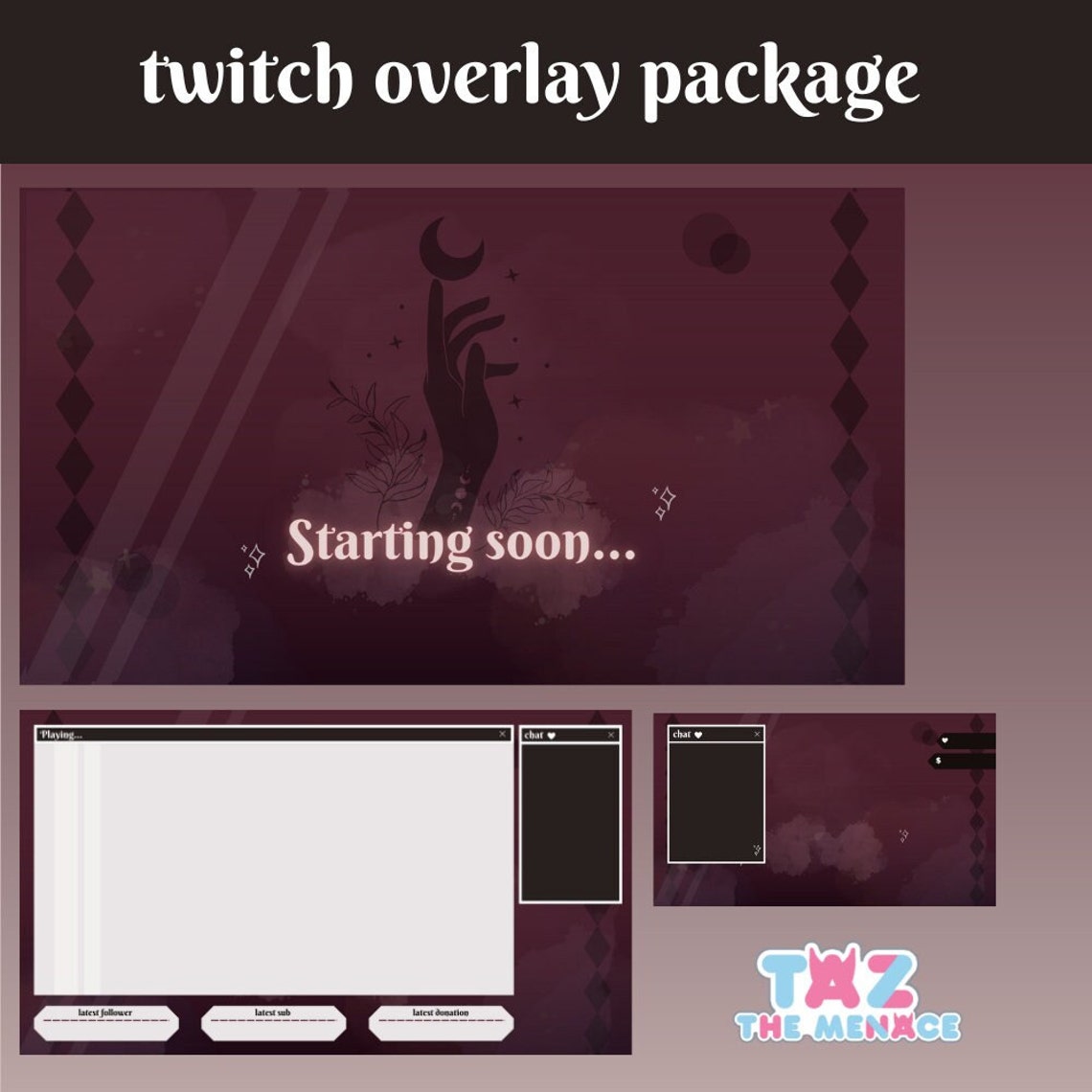 Goth Twitch Overlay Package Red Goth Twitch Overlays Goth Vtuber Assets ...