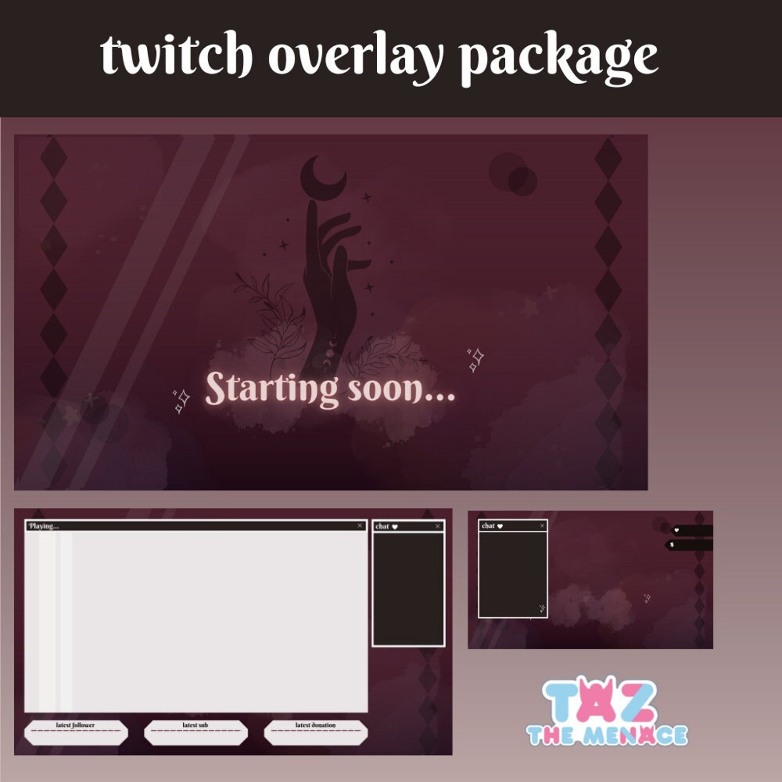 Goth Twitch Overlay Package Red Goth Twitch Overlays Goth Vtuber Assets ...