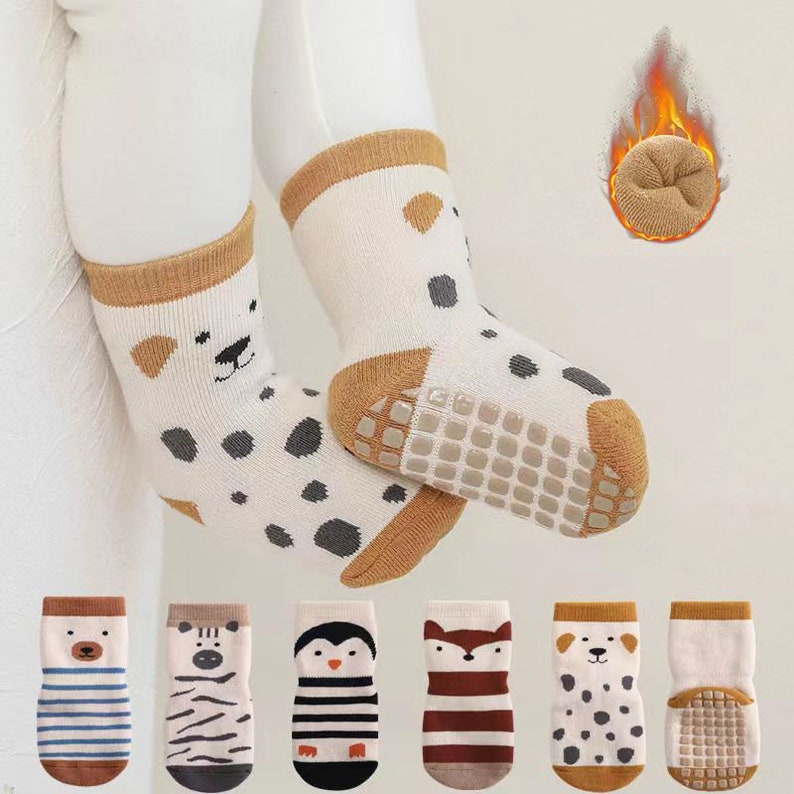 Winter Baby Boys Girls Socks Toddler Non Skid Anti-slip Floor Socks Winter Warm Thick Socks Fit ...