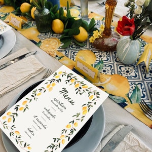 Lemon Menu Template - Perfect for Weddings, Dinner Parties and Hen Dos ...