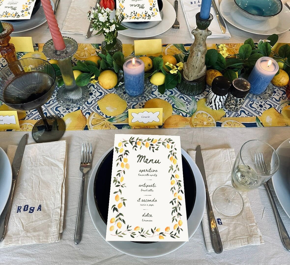 Lemon Menu Template - Perfect for Weddings, Dinner Parties and Hen Dos ...